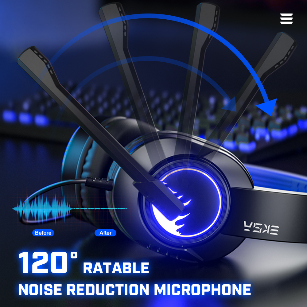 EKSA T8 Stereo, Noise Cancelling Over Ear Gaming Headphones - BLUE ...