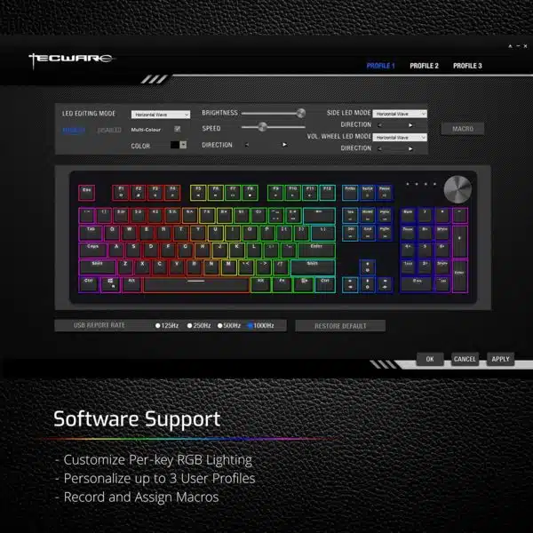 Tecware Spectre Pro, RGB Hotswappable Mechanical Keyboard - Vibe Gaming