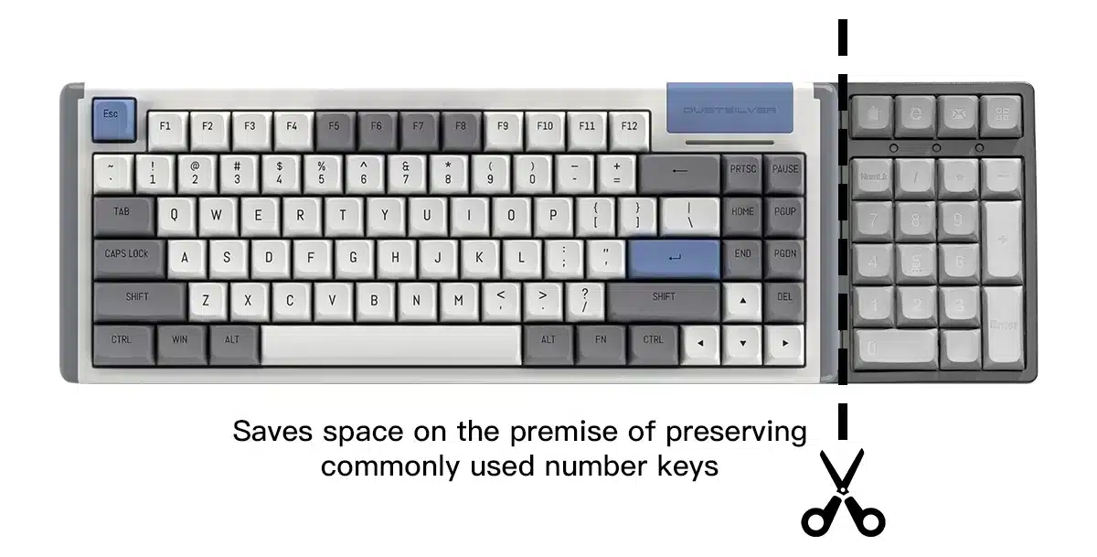 Dustsilver K84 Grey White Blue (Red Switch) 75% Rgb Backlit Mechanical ...