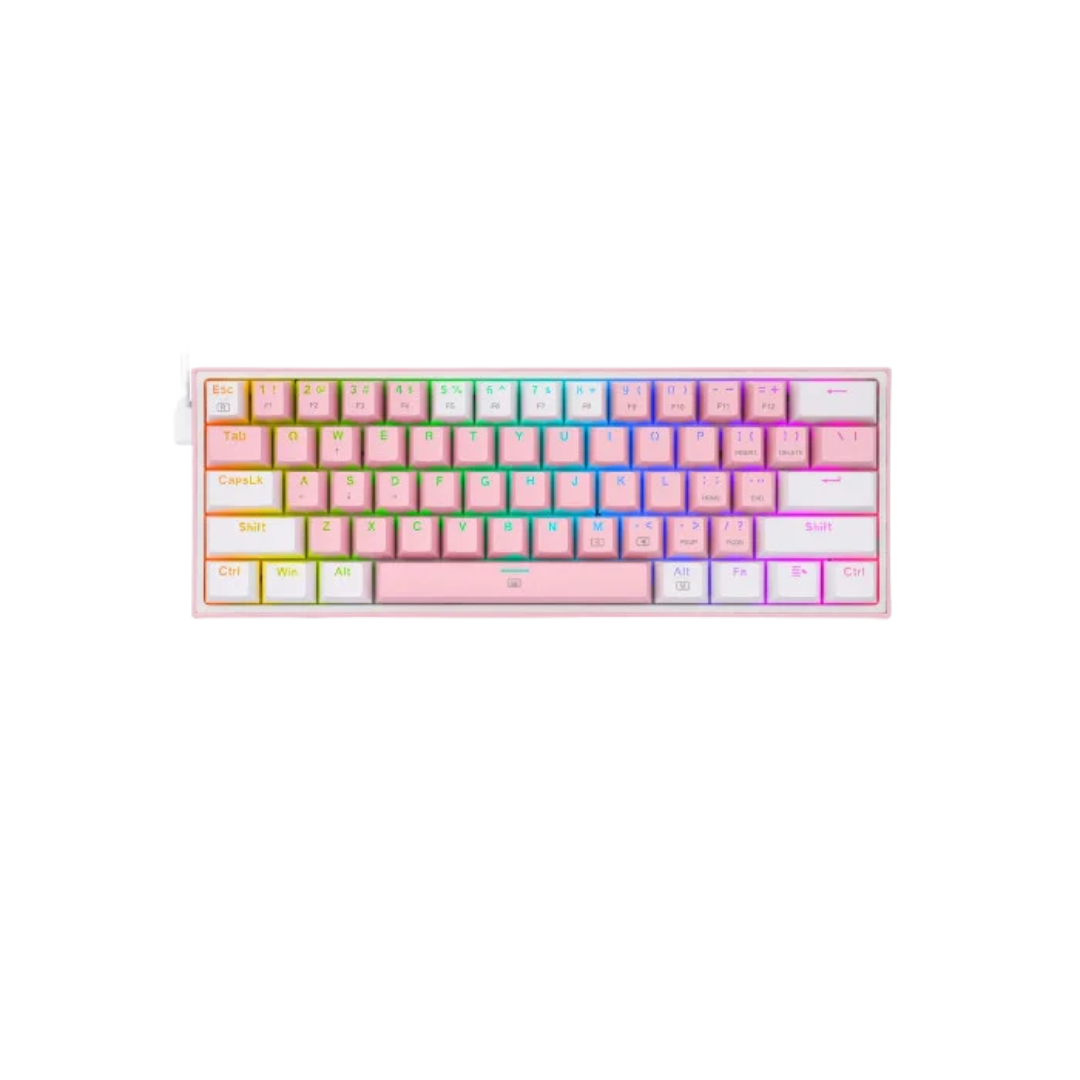 Redragon K617 FIZZ 60% Wired RGB Gaming Mechanical Keyboard, Pink White ...