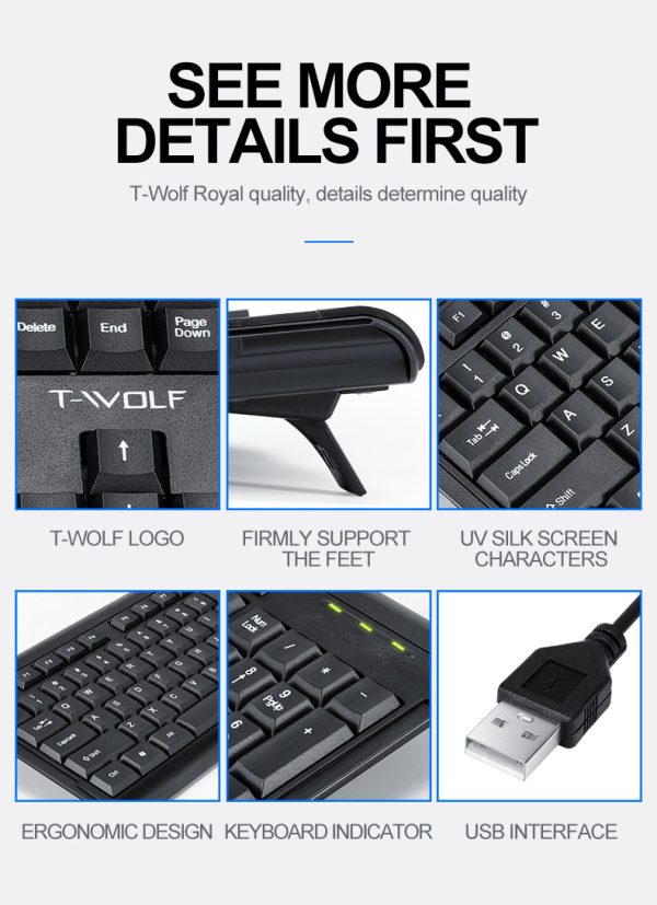 T-WOLF TF-500 KEYBOARD and MOUSE WIRED COMBO - Vibe Gaming