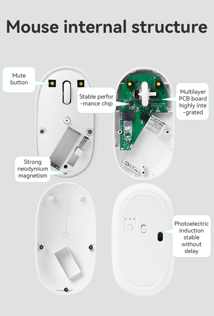 BOW MB163L Portable Wireless Bluetooth Mouse, White - Vibe Gaming