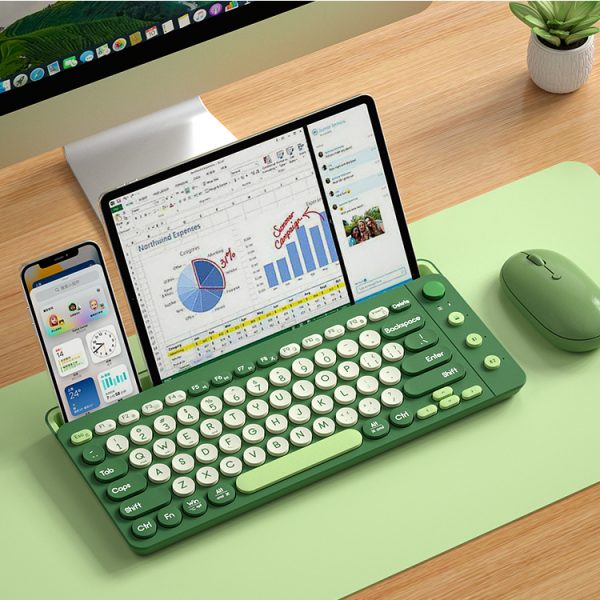 BOW K650D Dual Mode Wireless Keyboard, Green - Vibe Gaming