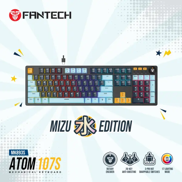 Fantech MK893S ATOM107S MIZU Edition Mechanical Keyboard, Navy Blue ...