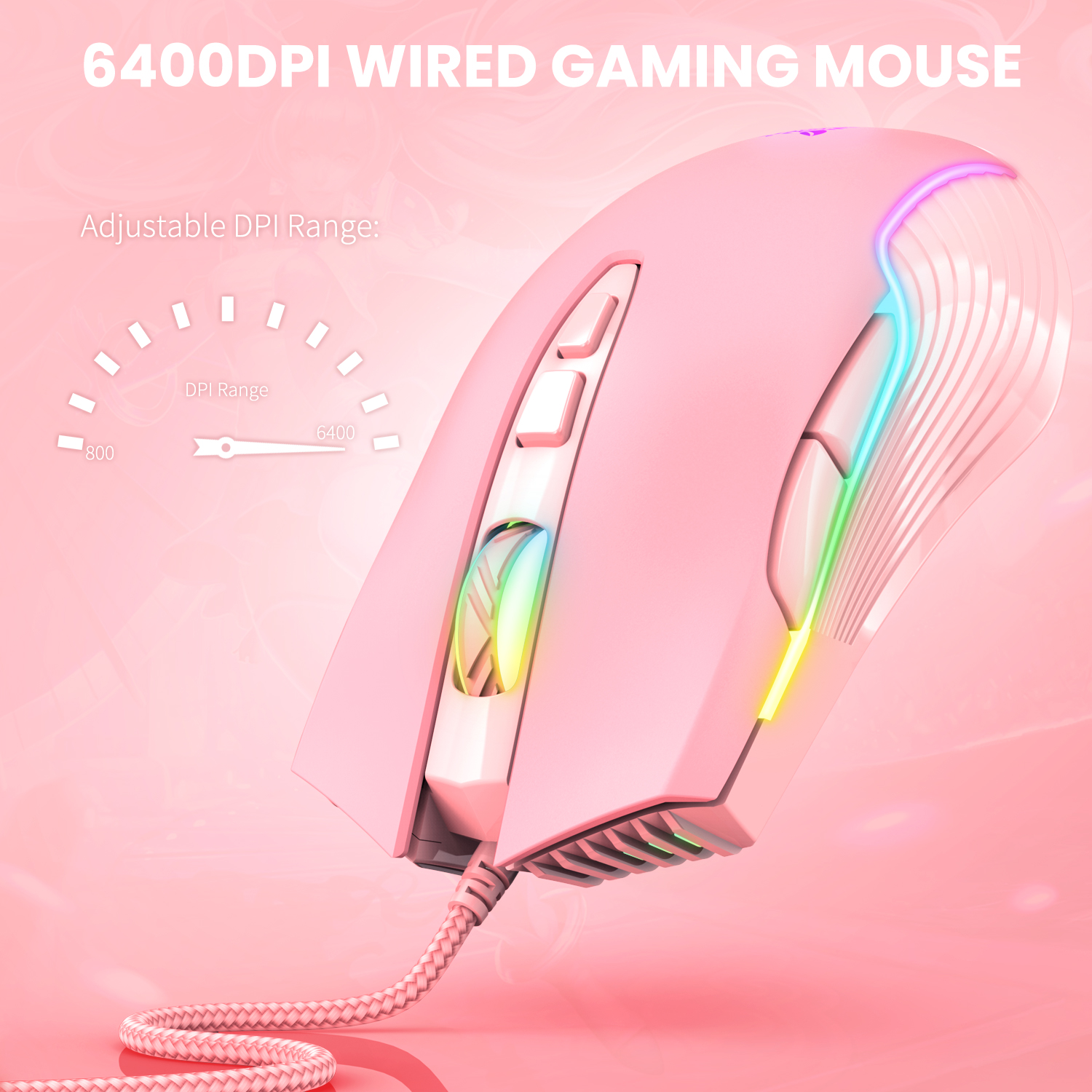 ONIKUMA CW905 Wired Gaming Mouse, Pink - Vibe Gaming