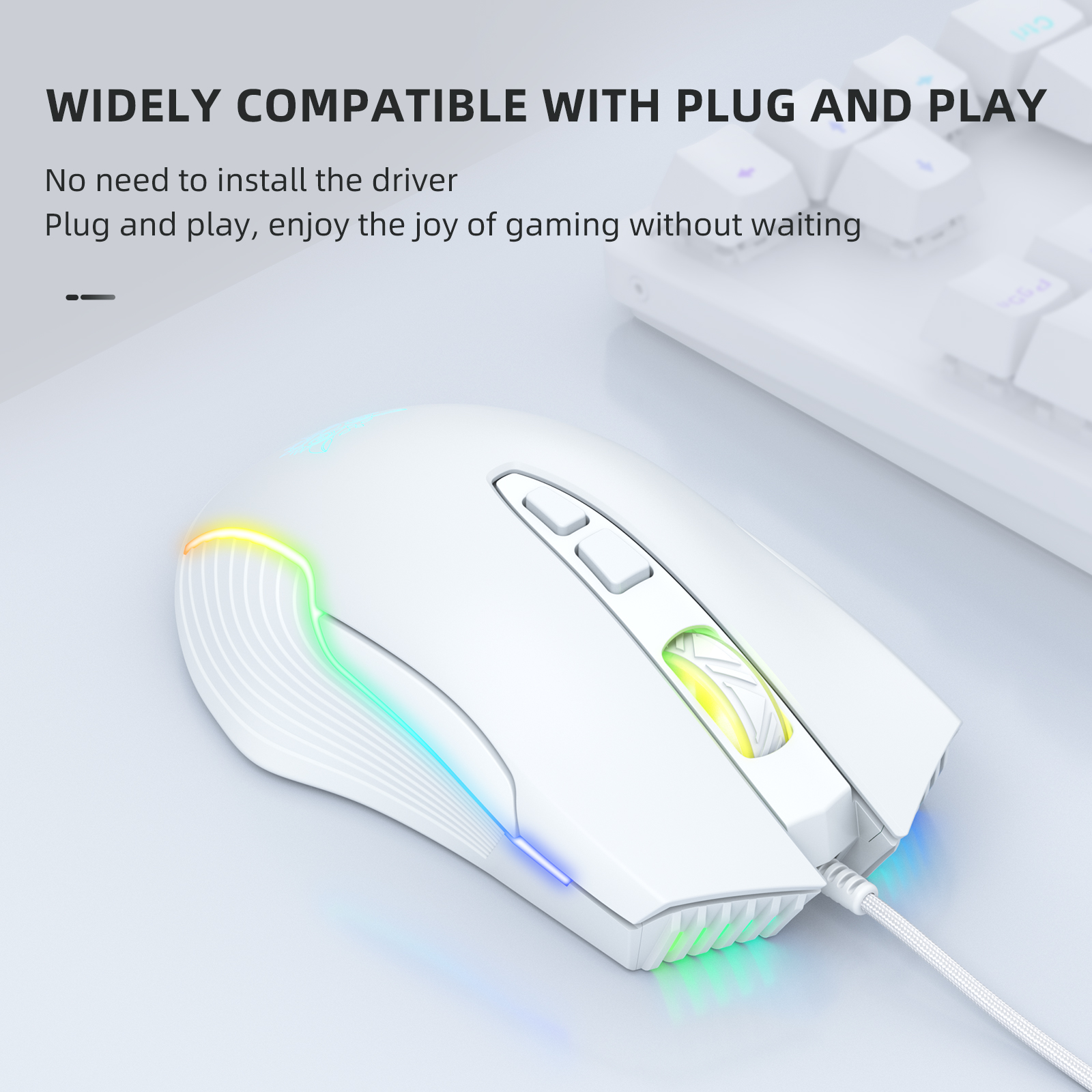 ONIKUMA CW905 Wired Gaming Mouse, White - Vibe Gaming