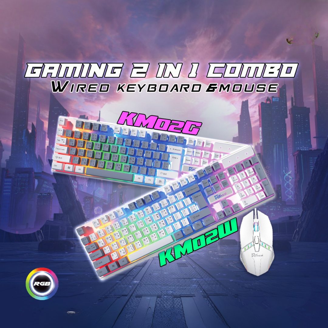 PC POWER KM02W WIRED GAMING KEYBOARD & MOUSE COMBO - Vibe Gaming