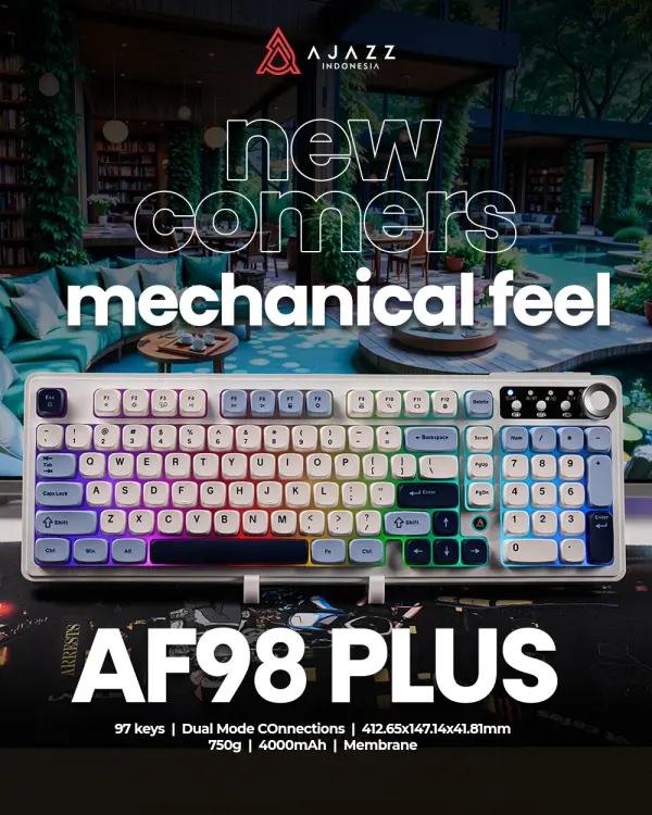 Ajazz AF98 PLUS RGB Tri-Mode Wireless Membrane Keyboard, Blue White ...
