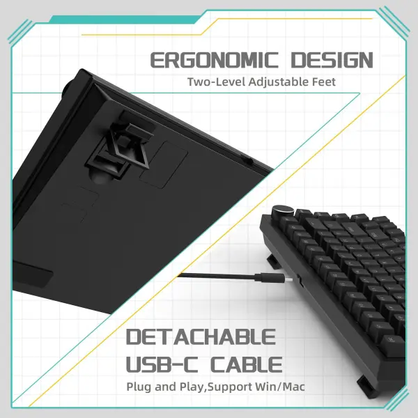 Ajazz AK820 Monochrome 75% Backlight Mechanical Keyboard - Vibe Gaming