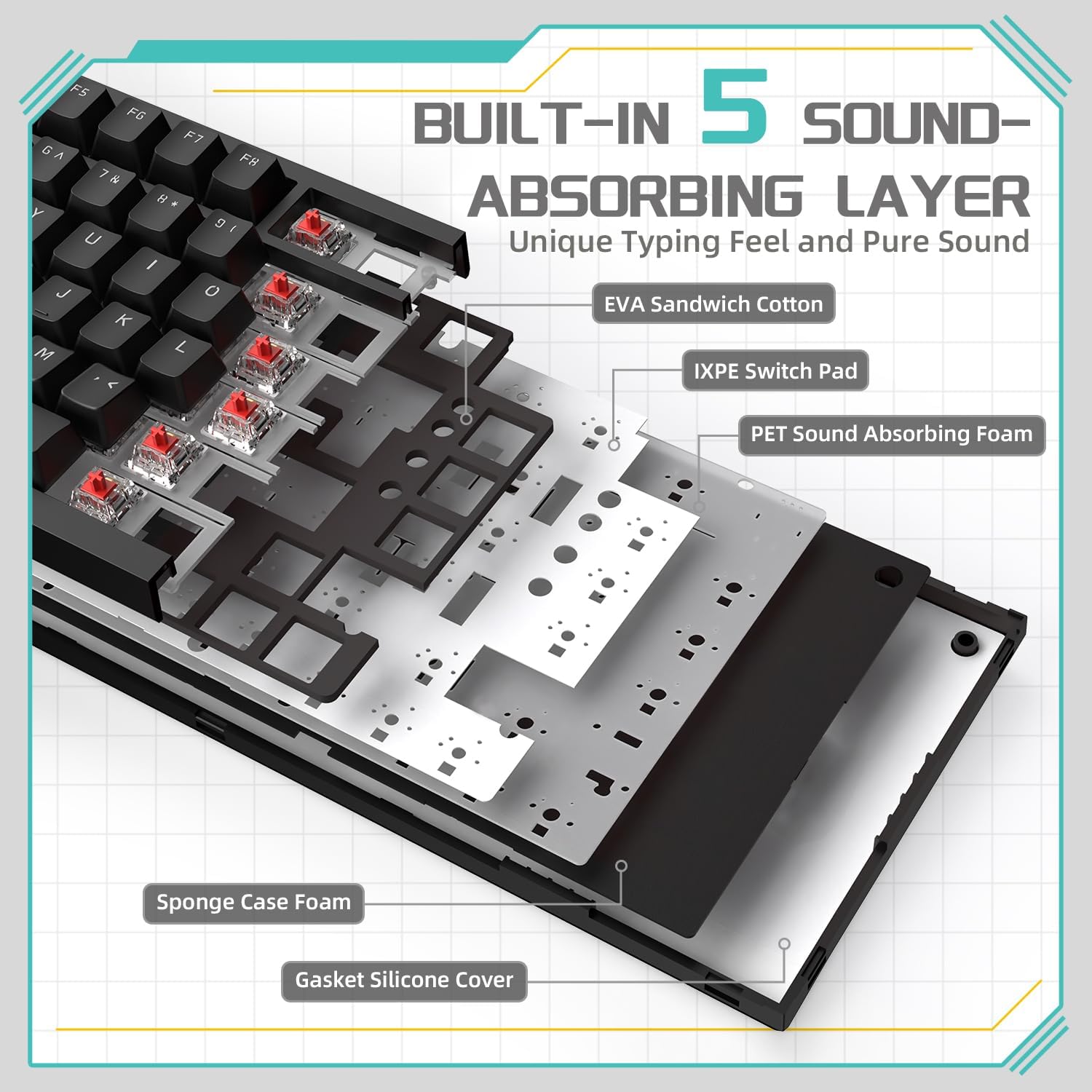 Ajazz AK820 Monochrome 75% Backlight Mechanical Keyboard - Vibe Gaming