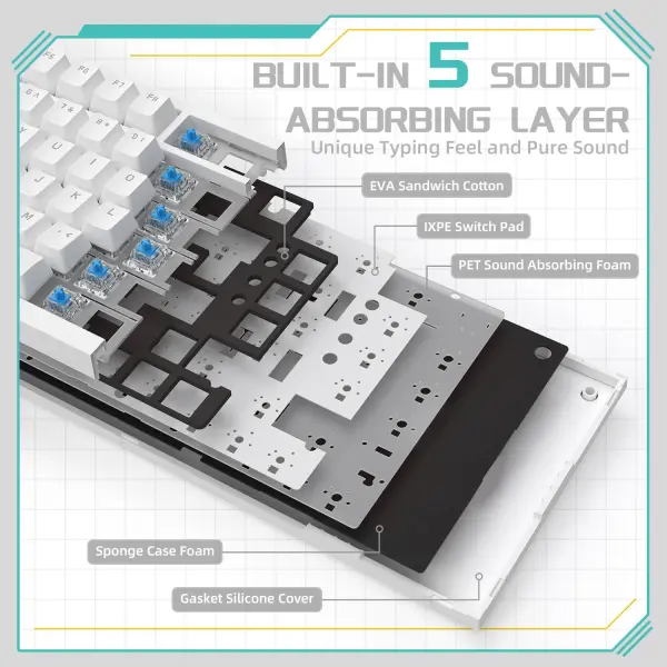 Ajazz AK820 Monochrome 75% Backlight Mechanical Keyboard - Vibe Gaming