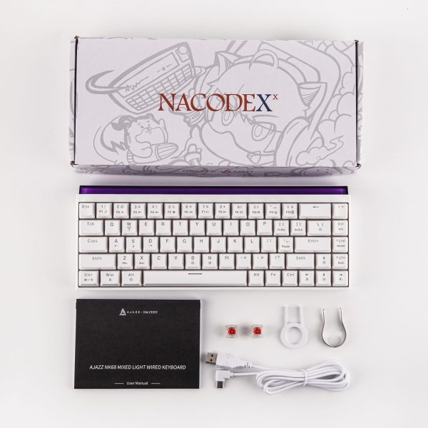 Ajazz NK68 Wired 68-Key Hot-Swappable Mechanical Keyboard, White - Vibe ...