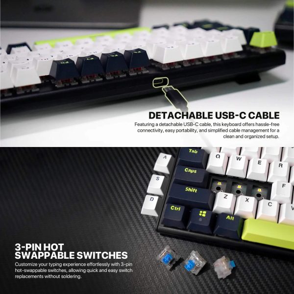 FANTECH ATOM104S MK878S MORI EDITION MECHANICAL GAMING KEYBOARD, Navy ...