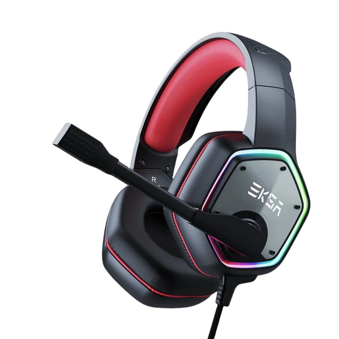 EKSA E1000 7.1 Surround Sound Wired USB Gaming Headset, Red - Vibe Gaming