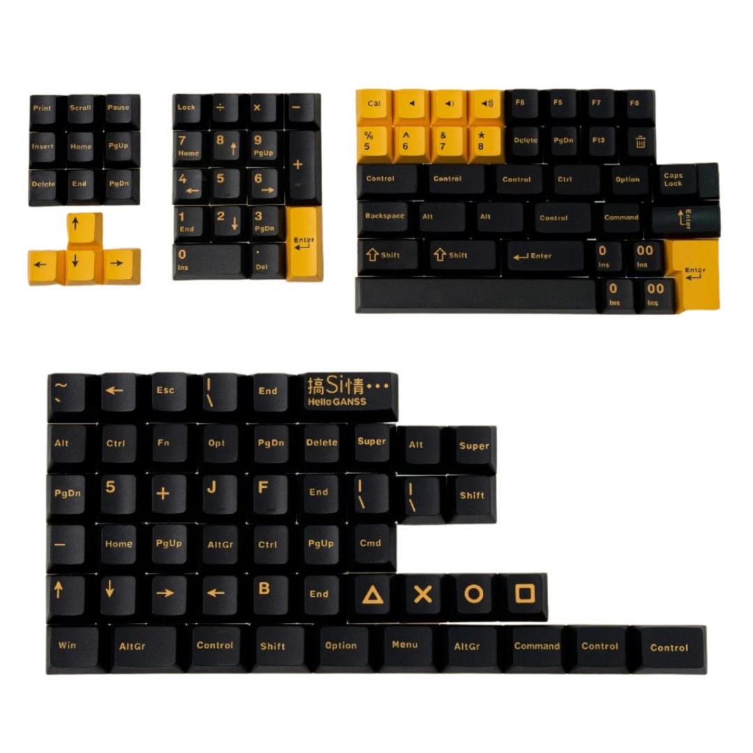 GANSS Black Gold PBT Double Shot Cherry Profile Keycap Set - Vibe Gaming