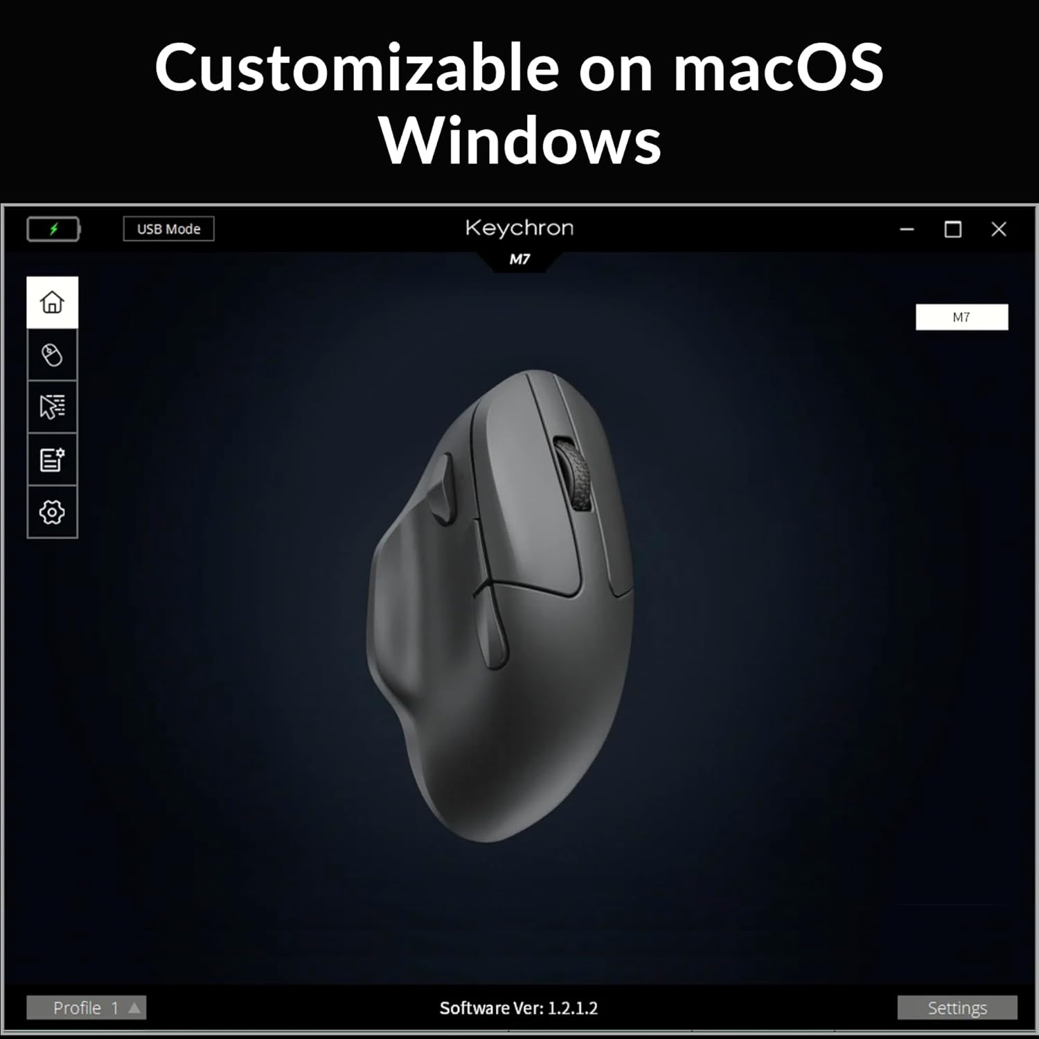 Keychron M7 1K Tri-Mode Wireless Lightweight Ergonomic Mouse - Vibe Gaming