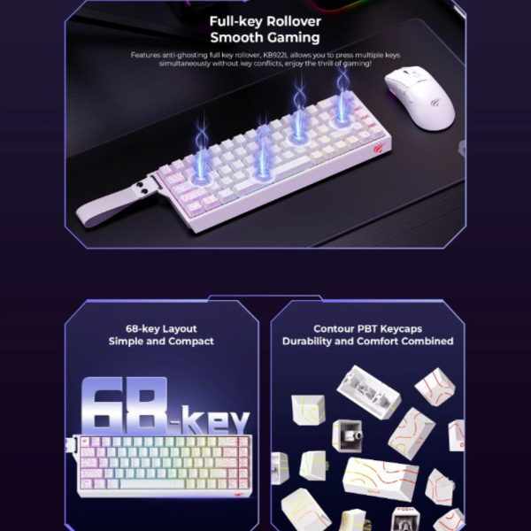 HAVIT Gamenote KB922L RGB Backlit Mechanical Gaming Keyboard, White ...