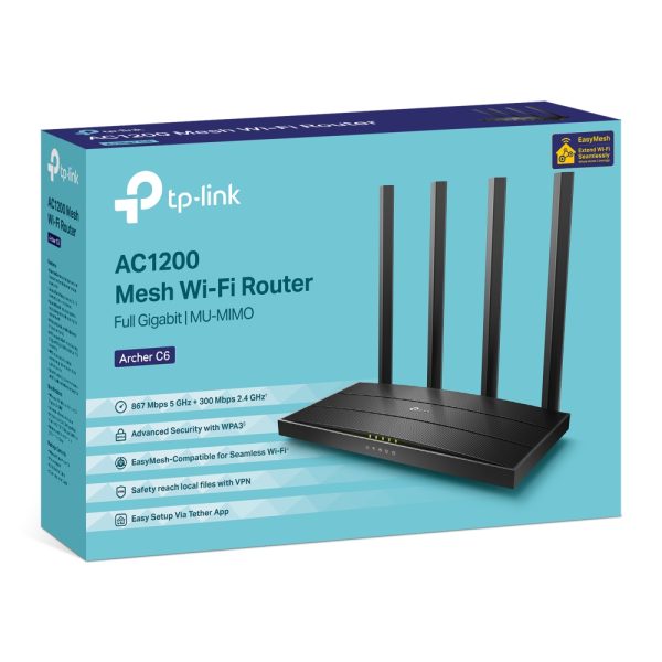 TP-Link Archer C6 V6.0 AC1200 MU-MIMO Gigabit Dual-Band Router - Vibe ...