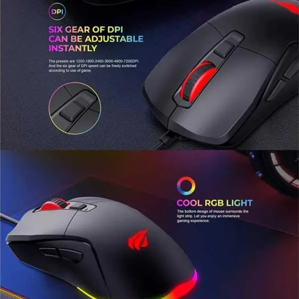 HAVIT MS960 RGB WIRED BLACK GAMING MOUSE - Vibe Gaming